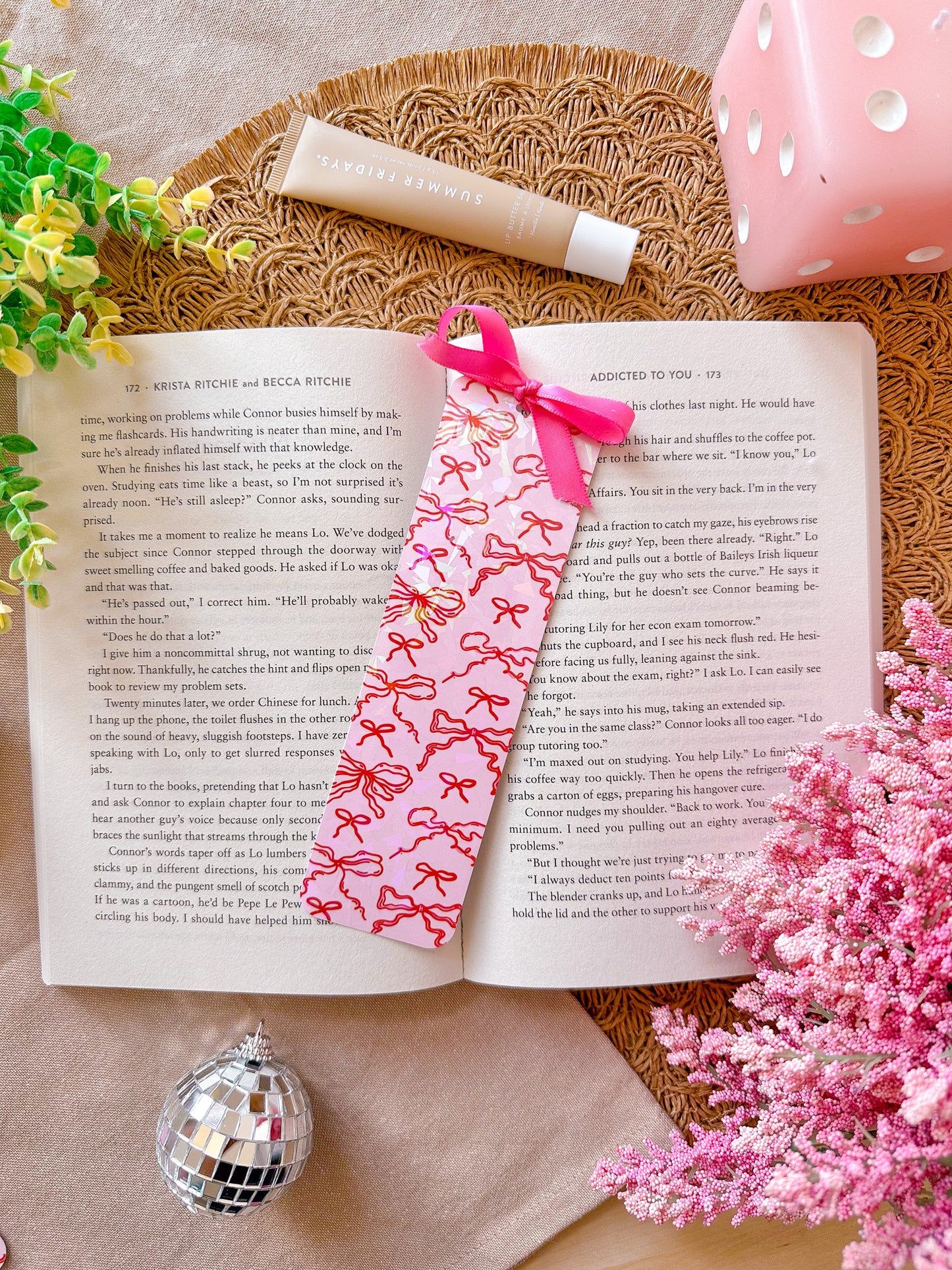 Red & Pink Bows Glitter Bookmark – BlushedDesignsCo